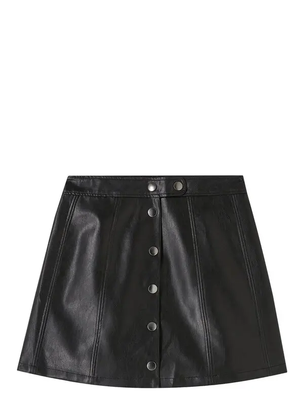A.p.c. Matte Faux Leather Trapeze Skirt - Black