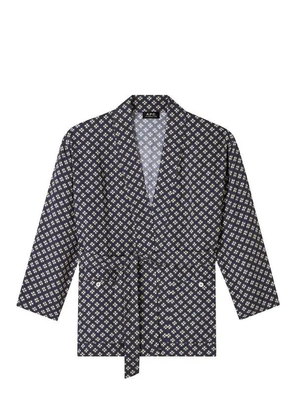 A.p.c. Belted Printed Jacket - Navy Blue