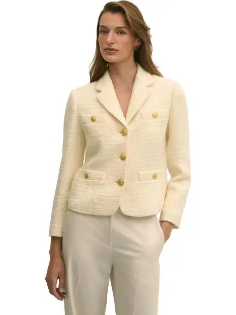 Brooks Brothers Boucle Notch-lapel Jacket - Ivory
