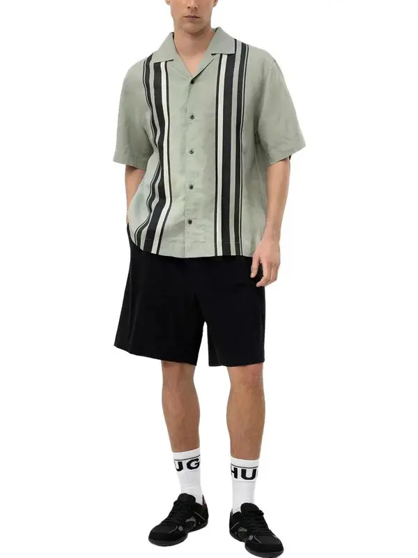 Hugo Seersucker Textured Pleated Shorts - Black