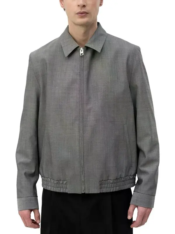 Hugo Zip-up Elasticated-hem Jacket - Grey