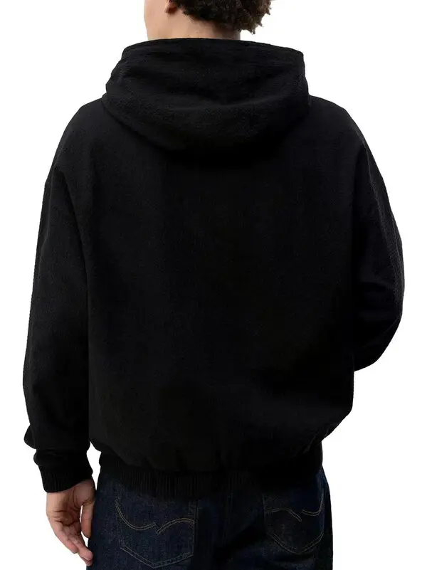 Hugo Textured Zip-up Hoodie - Black