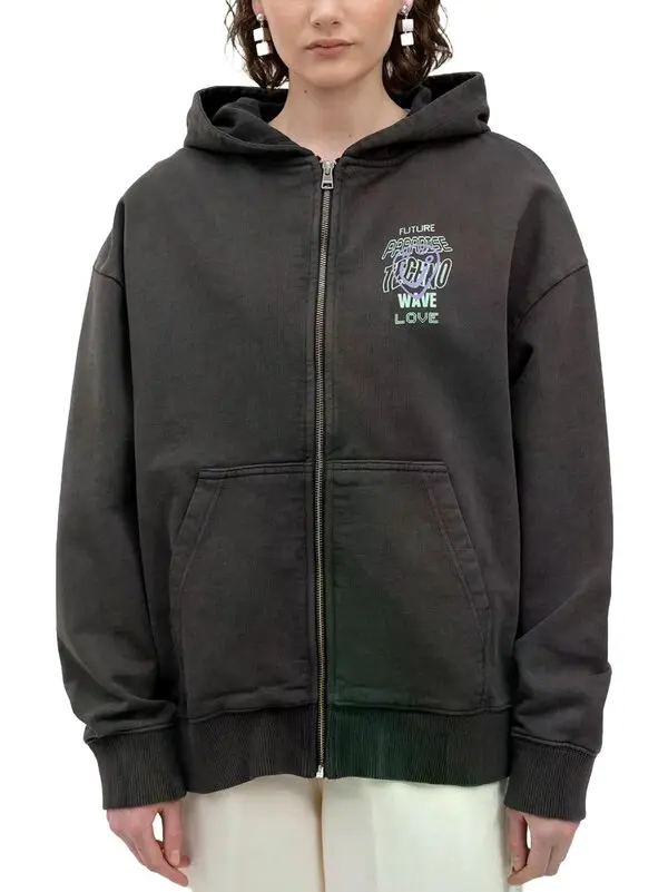 Hugo Graphic Print Zip-up Hoodie - Grey