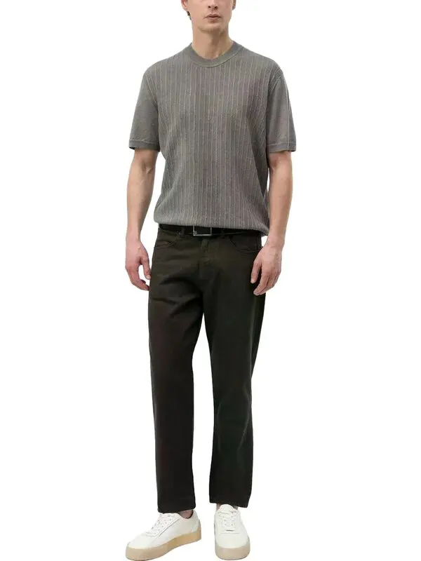 BOSS Ribbed Knit Short-sleeve Sweater - Grey