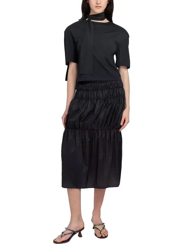 AMOMENTO Padded Tie-neck T-shirt - Black