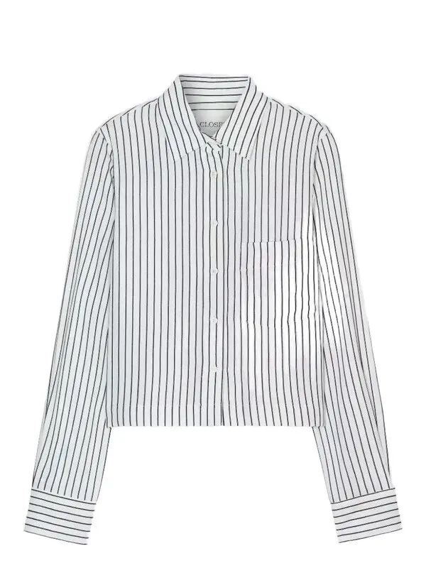 Closed Striped Crop Shirt - Neutrals