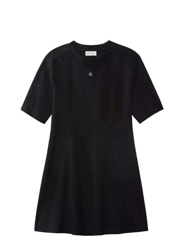 Calvin Klein Paneled Logo Plaque Dress - Black