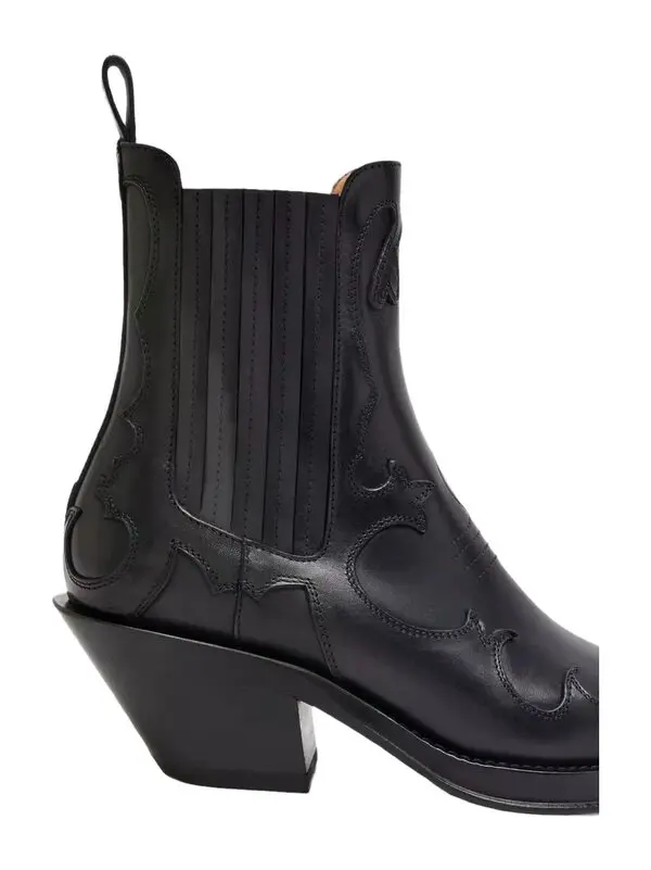 Gabriela Hearst Cassidy Embroidered Leather Cowboy Boots - Black