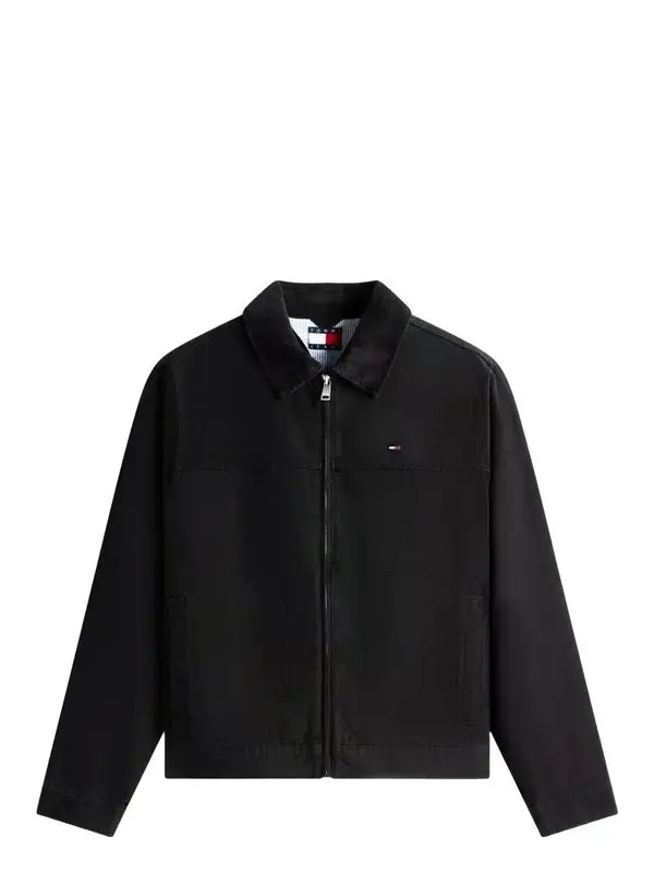 Tommy Hilfiger Corduroy Collar Logo Patch Jacket - Black