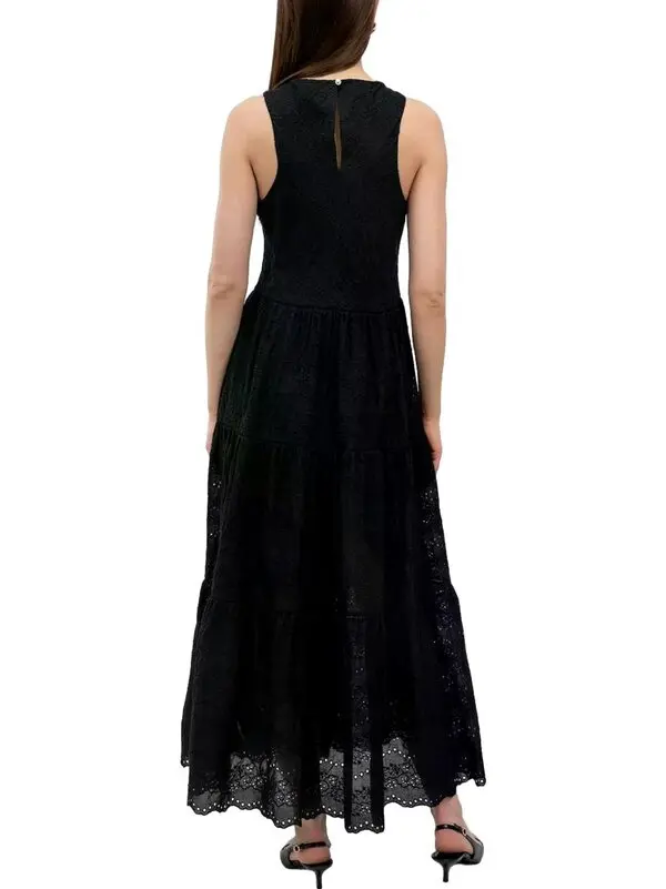 BOSS Broderie Anglaise Tiered Maxi Dress - Black