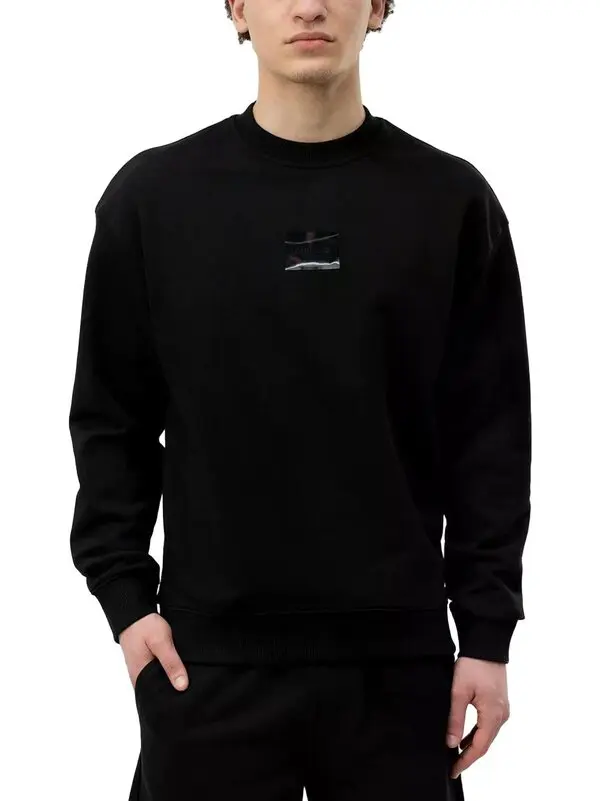 Hugo Logo Patch Crew Neck Sweater - Black