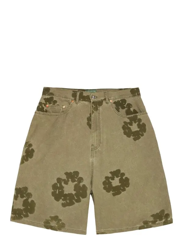 DENIM TEARS Cotton Wreath Flocked Short - Tan