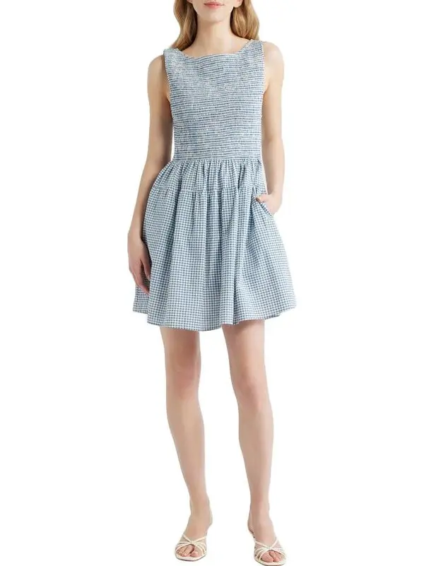 Hill House Home Cosima Nap Mini Dress - Teal Gingham