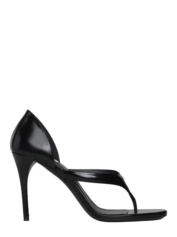 Alaïa Leather Heeled Thong Sandals 90 - Black