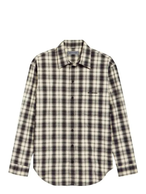 Balenciaga Cotton Plaid Shirt - White