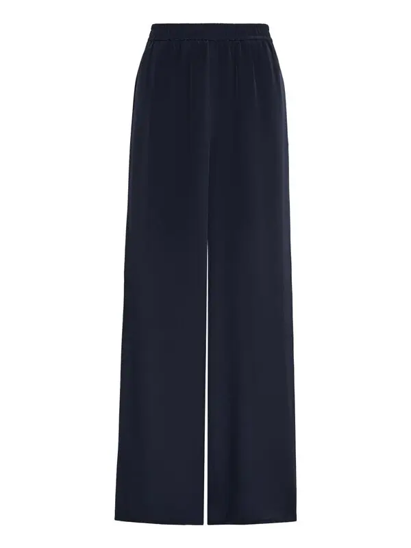 Max Mara Silk Wide-leg Trousers - Navy