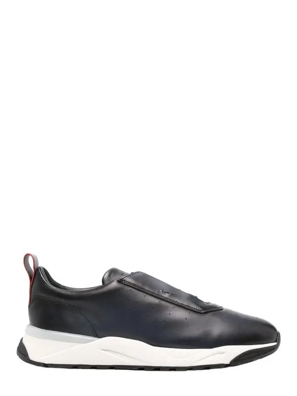 Santoni Calf Leather Low-top Sneakers - Blue