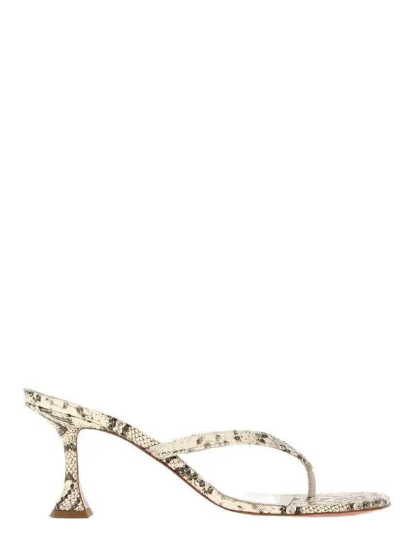 Amina Muaddi Printed Leather Juliette Thong Mules - Multicolor