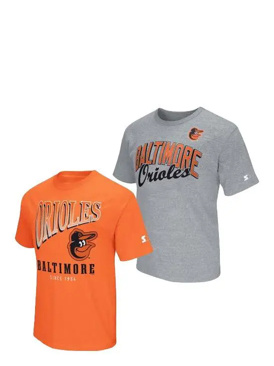 STARTER Heather Gray Baltimore Orioles Two-pack T-shirt Set - Orange