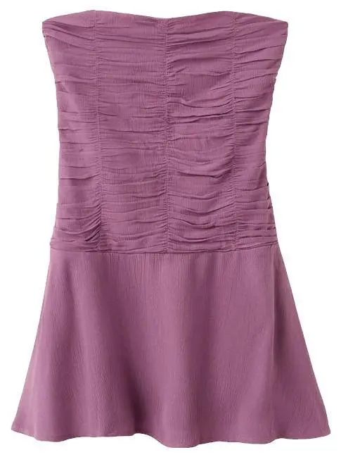 Mango Strapless Smocked Minidress - Maroon
