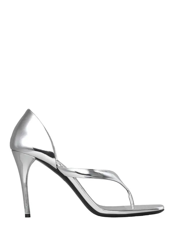 Alaïa Laminated Leather Infradito Sandals - Silver