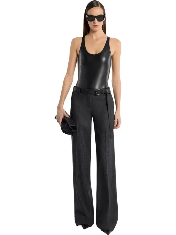 Michael Kors Camilla Wool Wide-leg Trousers - Black