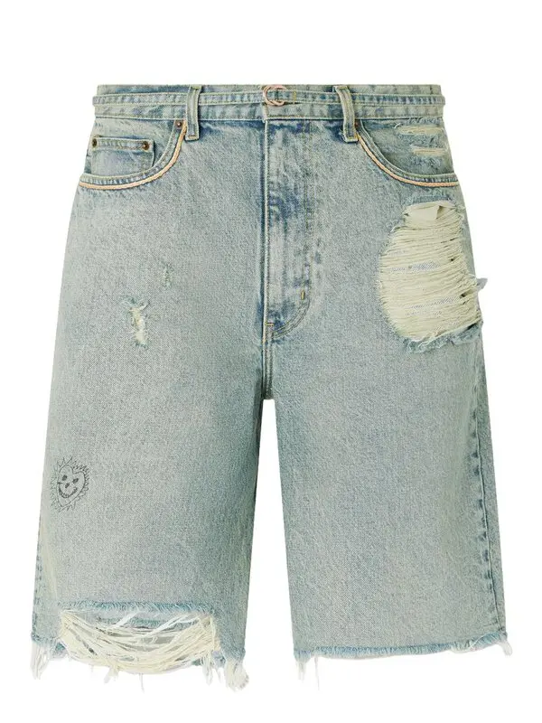 PALY HOLLYWOOD Distressed Denim Shorts - Blue
