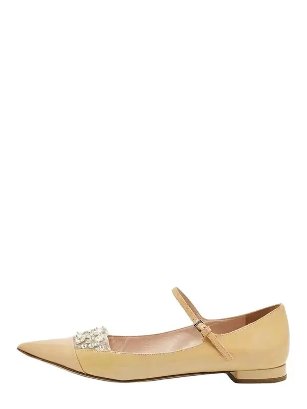 Miu Miu Embellished Pointed-toe Ballet Flats - Neutrals