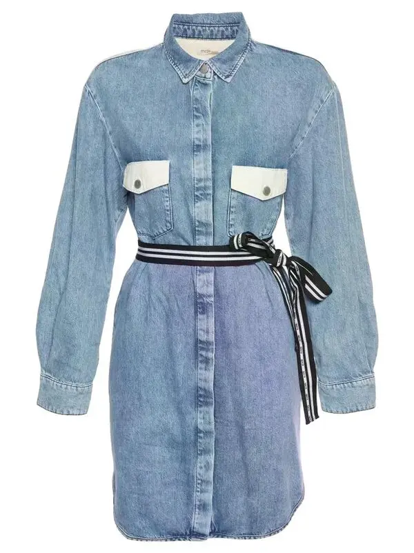 Maje Belted Shirt Midi Dress - Blue