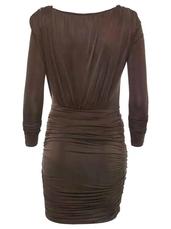 Elisabetta Franchi Ruched Jersey Dress - Brown