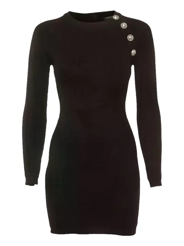 Balmain Mini Zip-up Ribbed-knit Dress - Black