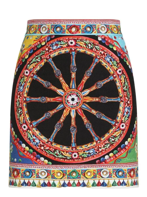 Dolce & Gabbana Carretto-print Straight Skirt - Multicolor