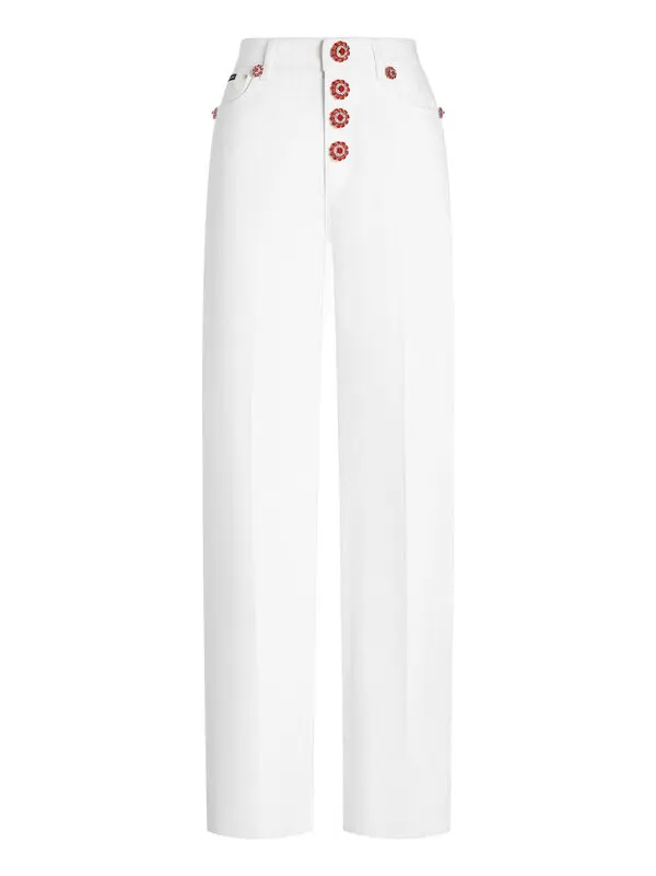 Dolce & Gabbana 5-pocket Embellished Button Denim Trousers - Multicolor