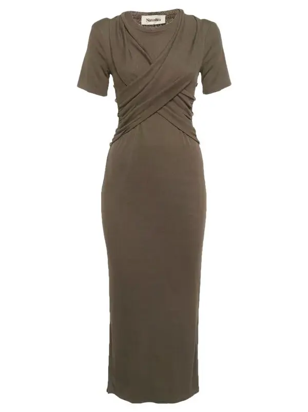 Nanushka Jannet Wrap Midi Dress - Brown