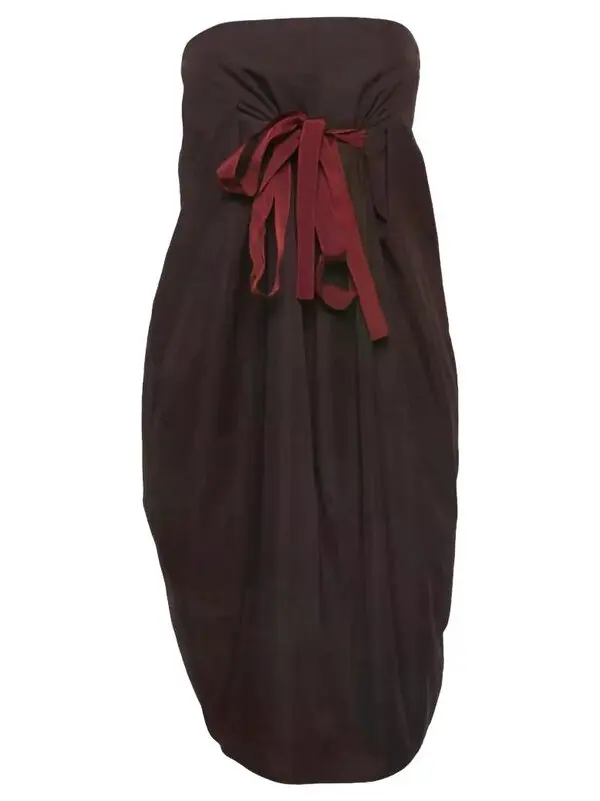 Bottega Veneta Strapless Bow Detail Mini Dress - Brown