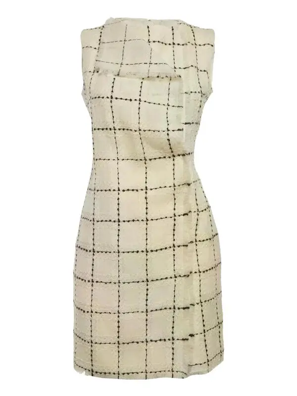 Oscar De La Renta Beige Check-pattern Tweed Mini Dress - Neutrals