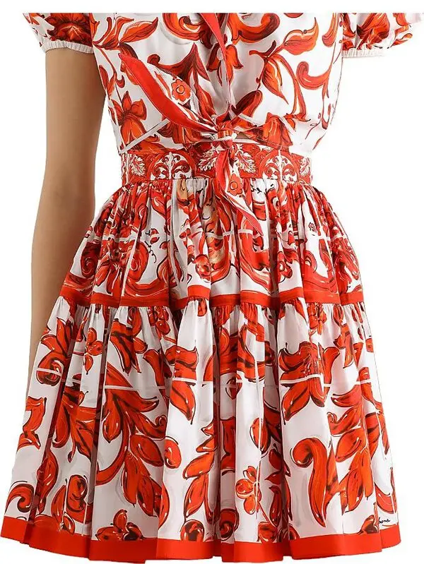 Dolce & Gabbana Majolica Print Poplin Skirt - Multicolor