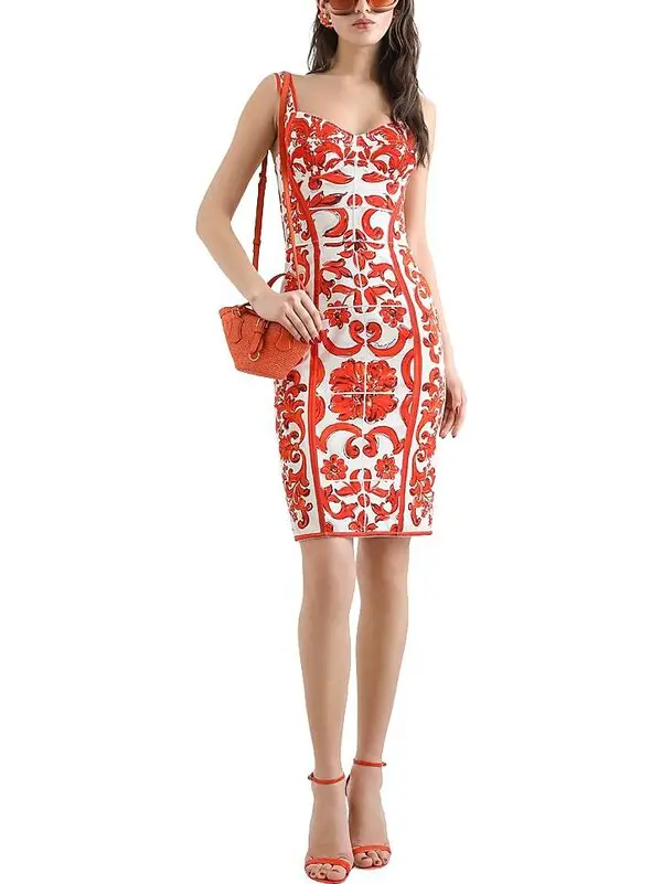Dolce & Gabbana Majolica Print Charmeuse Mini Dress - Multicolor