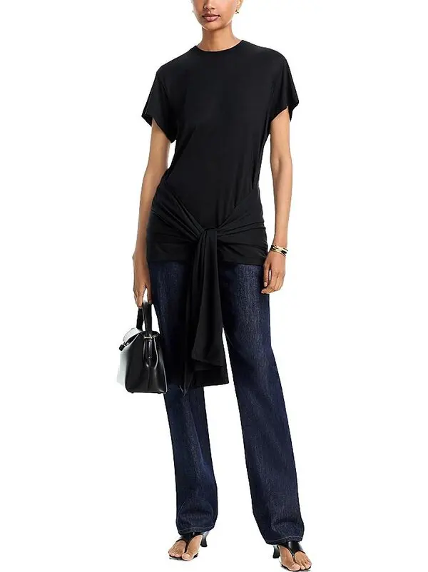 TOTEME Tie Waist Jersey Top - Black