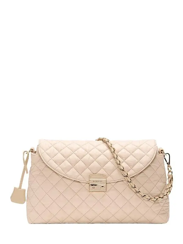 Mz Wallace Crosby Lock Medium Quilted Nylon Shoulder Bag - Buff