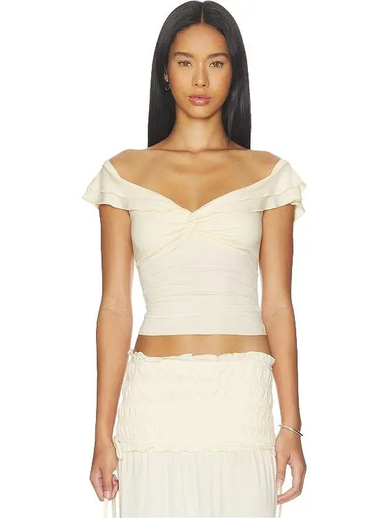 TIGER MIST Off-the-shoulder Top With Draped Front - Bone