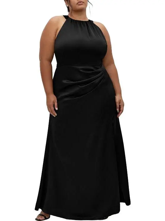 City Chic Celina Pleated Sleeveless Maxi Dress - Black