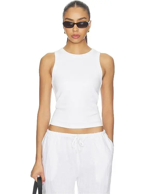 PERFECTWHITETEE Structured Rib High Neck Tank - White
