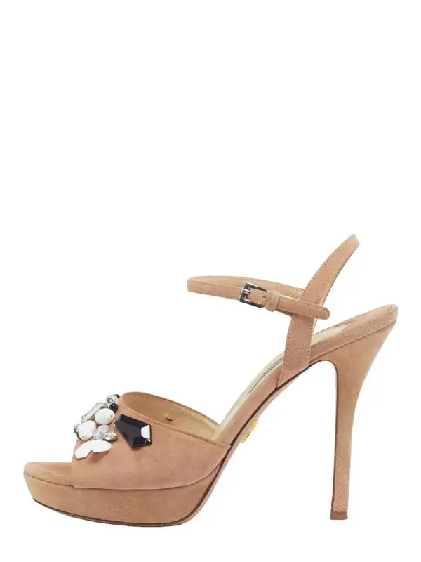Prada Embellished Ankle-strap Sandals - Neutrals