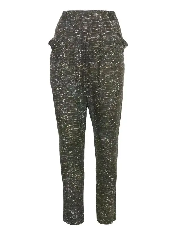 JOSEPH Grey Silk Animal Print Tapered Trousers - Brown