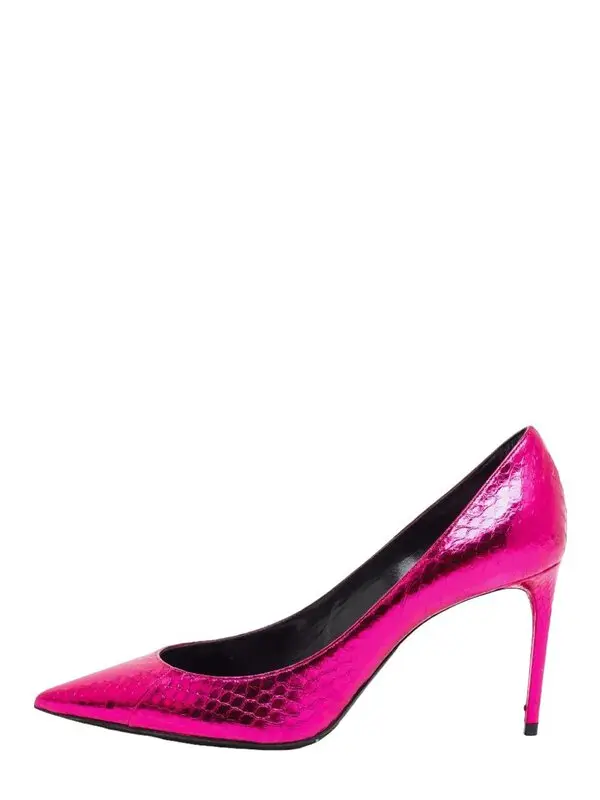 Saint Laurent Python-embossed Stiletto Pumps - Pink