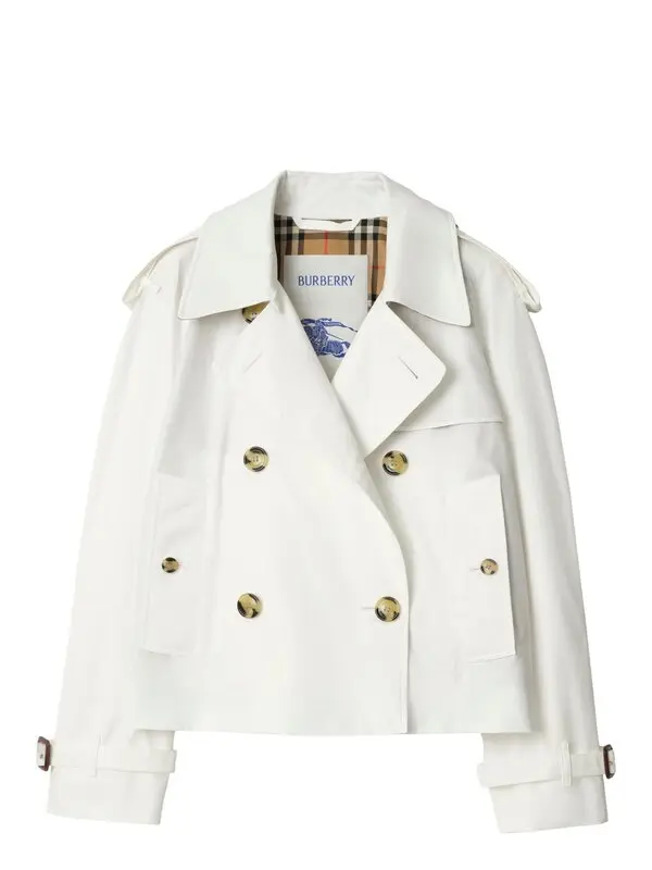 Burberry Cropped Mayfair Trench Jacket - White
