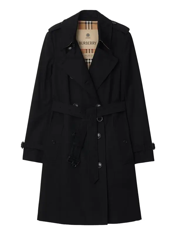 Burberry Chelsea Heritage Gabardine Trench Coat - Black