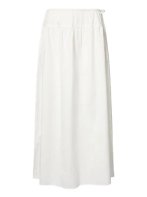 DEIJI STUDIOS Cotton Maxi Skirt With Tie Detail - White Texture