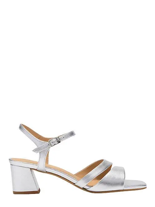 Whistles Cut-out Heeled Leather Sandals - Silver